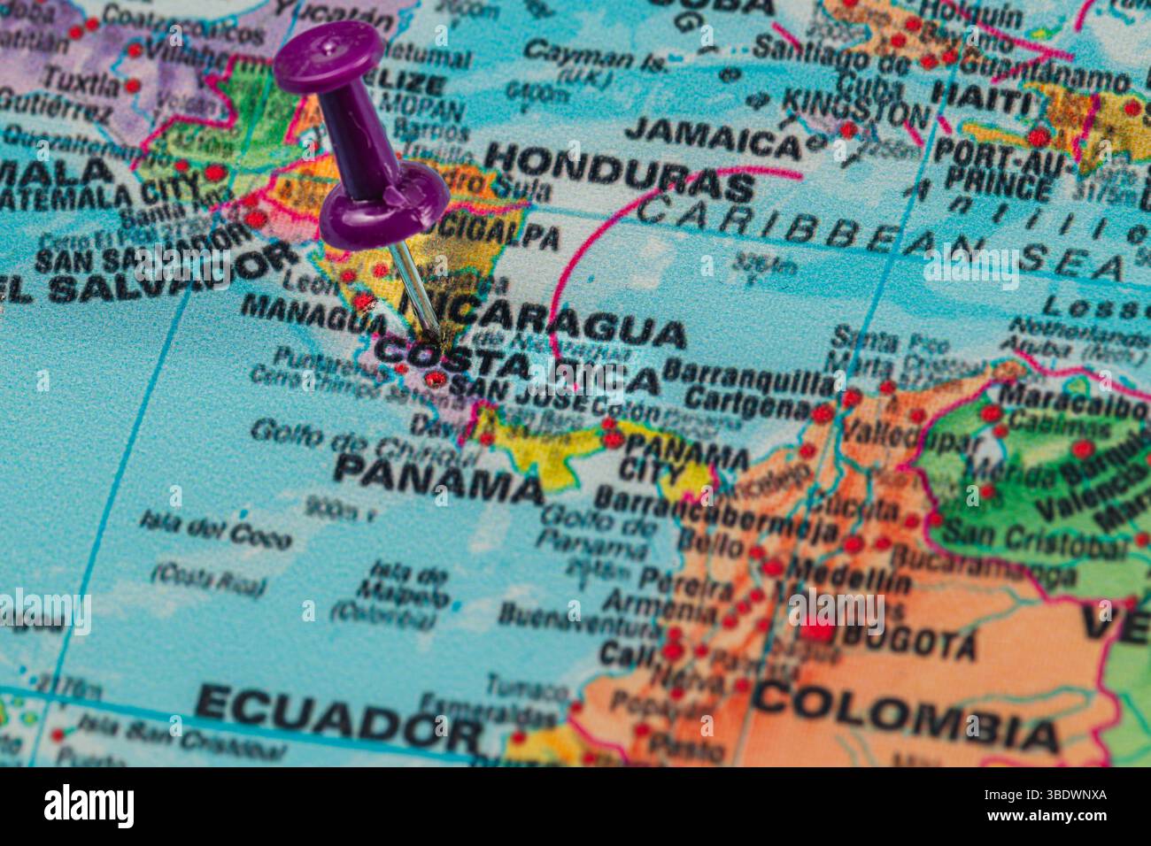 A Colorful Map Displays Central America Highlighting Countries Like