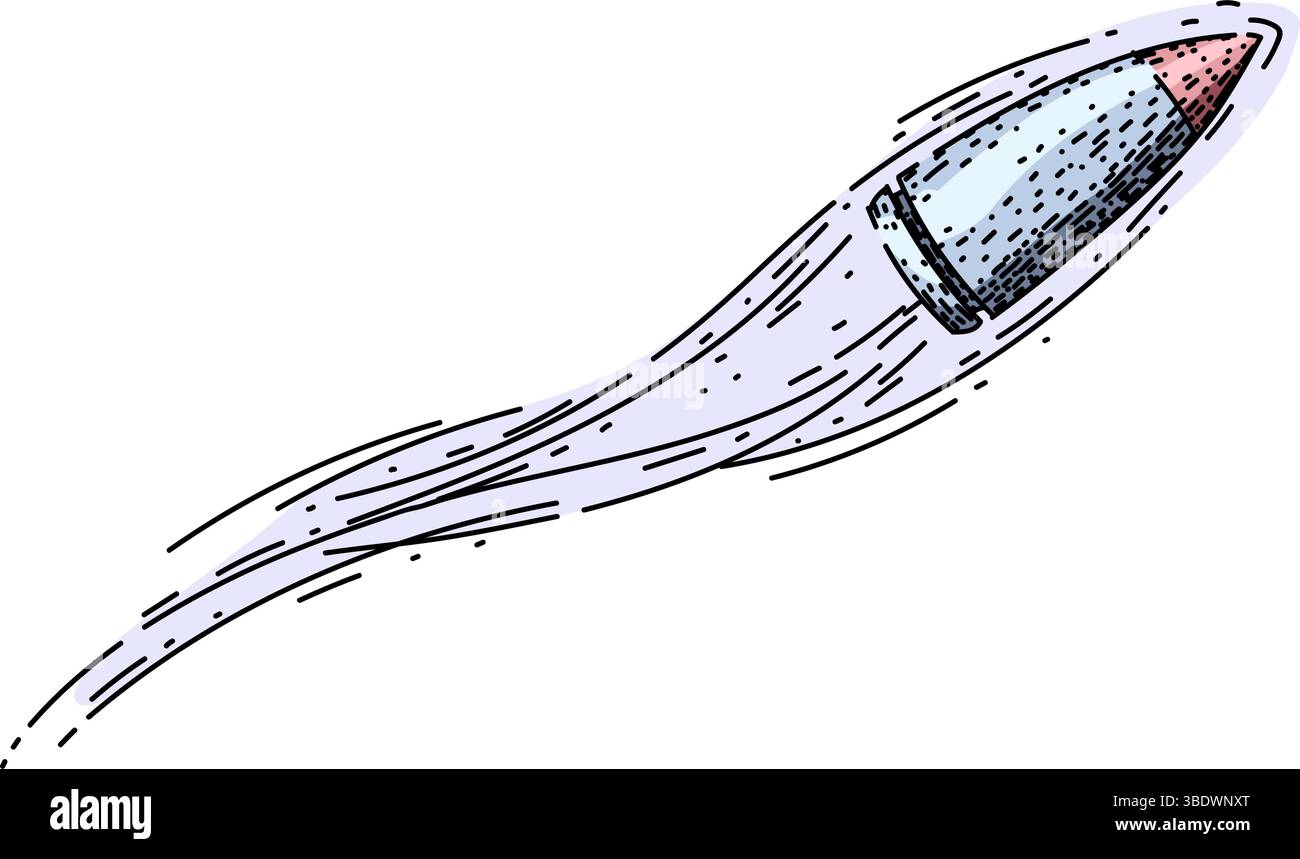 projectile bullet flying sketch hand drawn vector Stock Vector Image ...