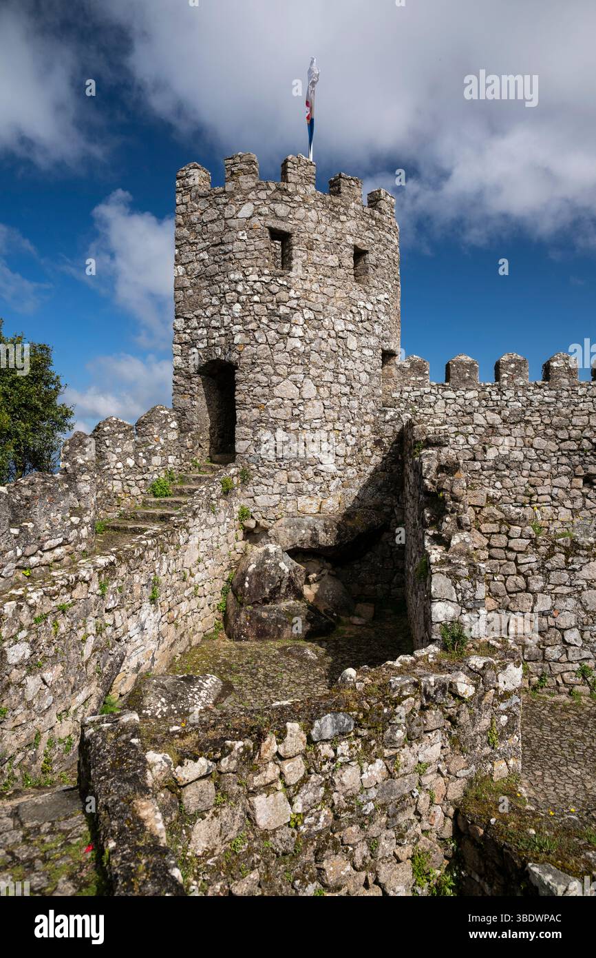 Beautiful view to old historic Moorish Castle walls and towers Stock ...