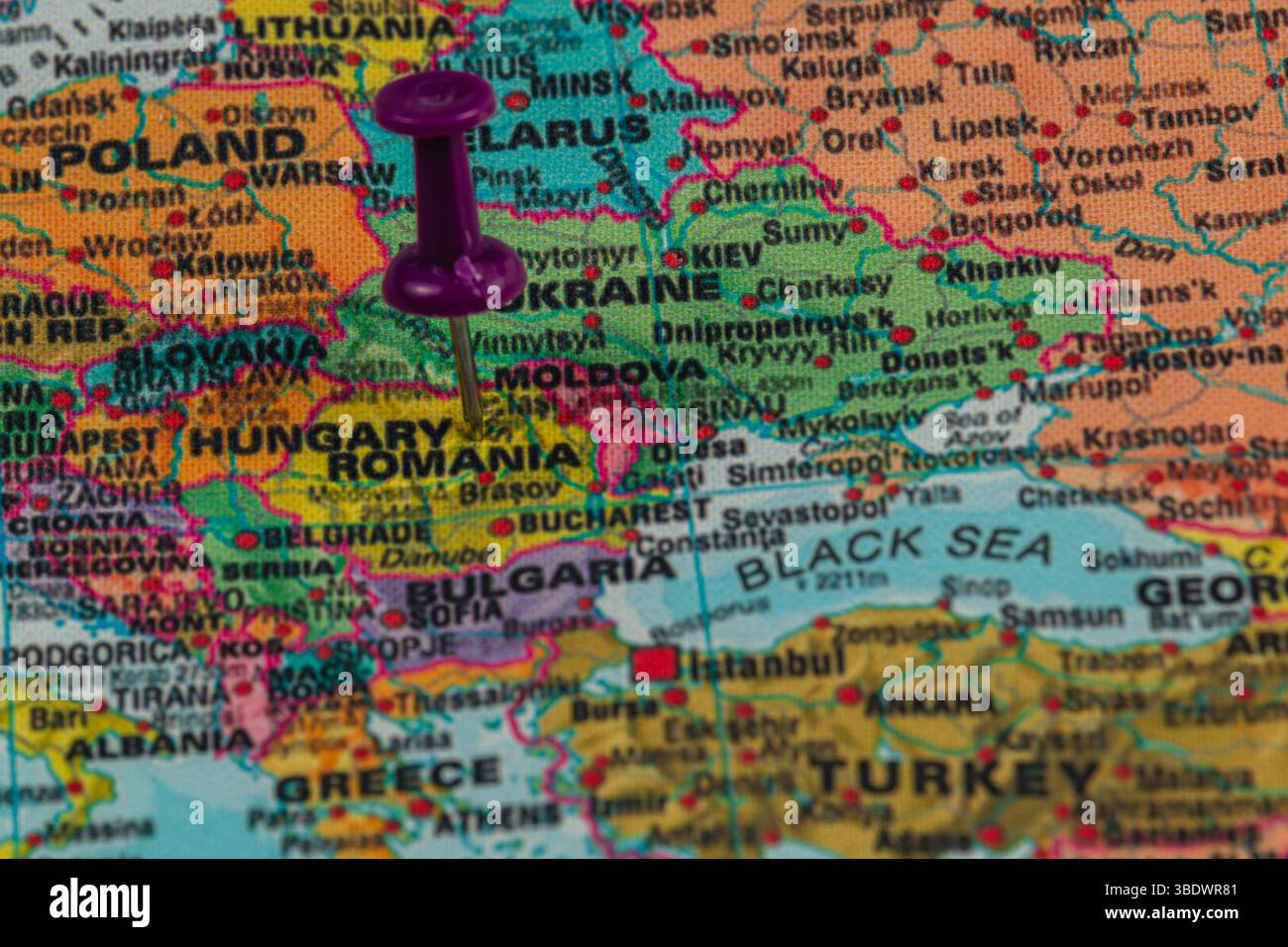 A detailed map showcases Hungary and Romania, emphasizing their ...