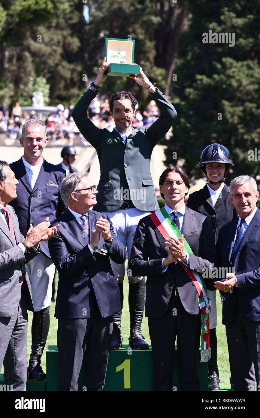 Yuri Masur (BRA), Cian O’Connor (IRL) and Nina Mallevaey (FRA) during ...