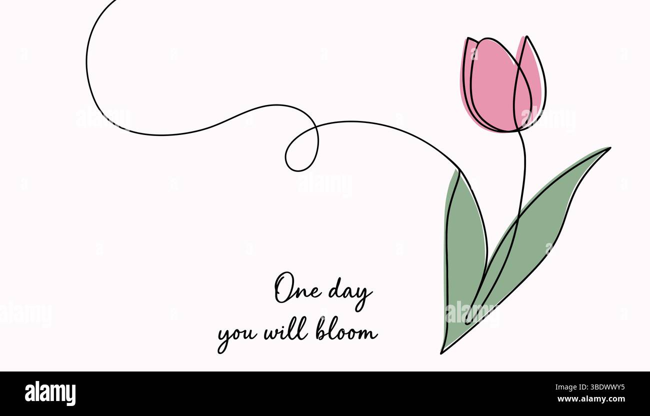 One line drawing tulip, continuous line, line art, minimalism. Vector ...