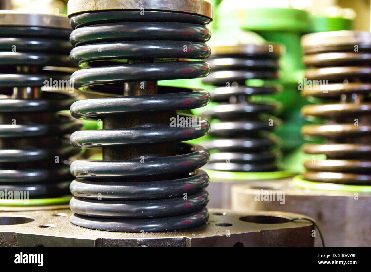 Details of the main engine of the ship lubricated with grease, close-up ...