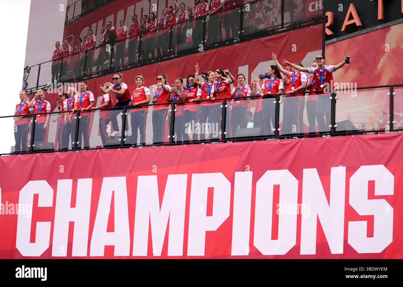 Arsenal players during the UEFA Women's Champions League Winners parade ...