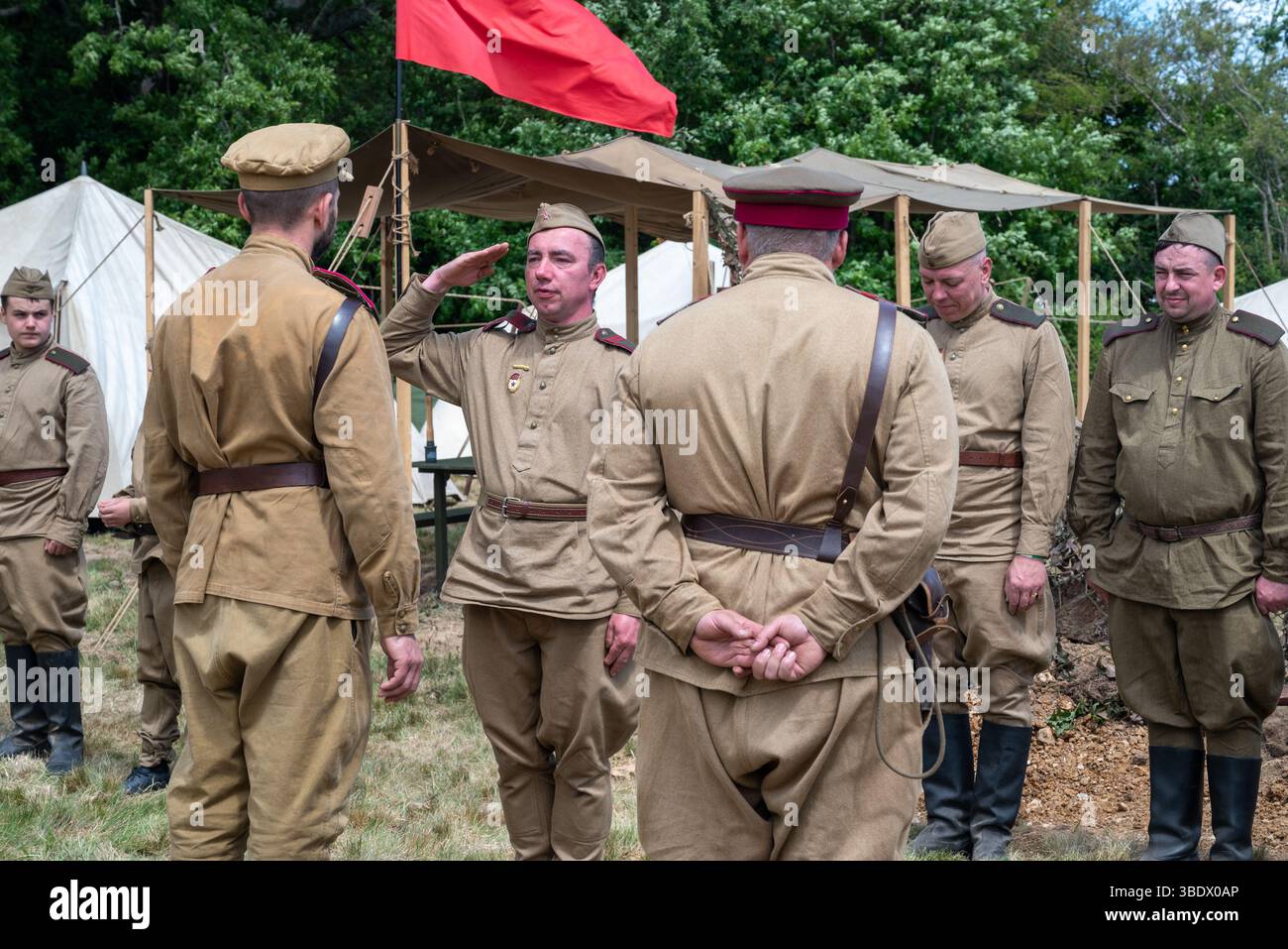 Reenactors dressed in WW2 Soviet military uniforms at the Overlord ...