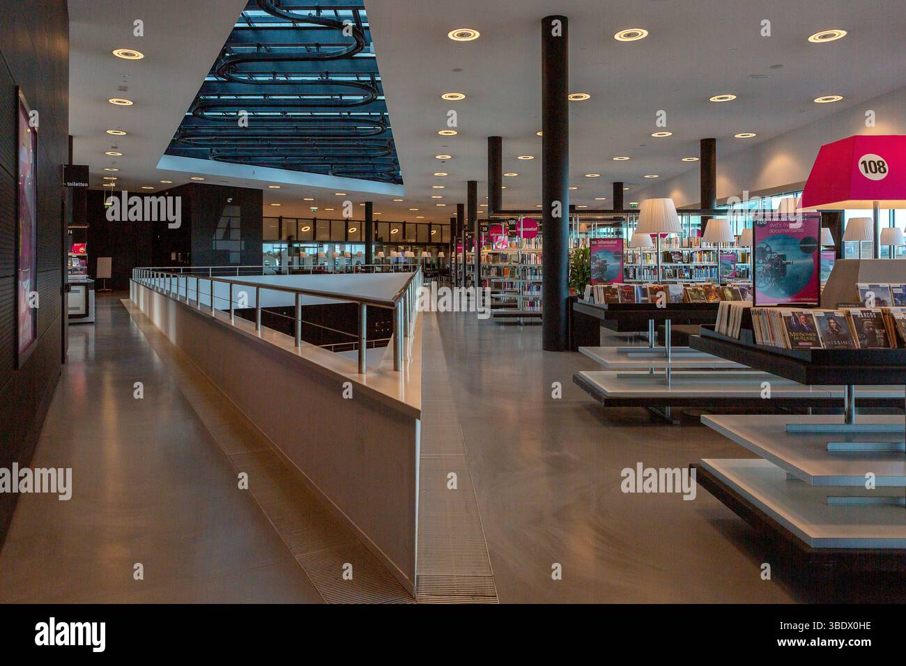 Interior contemporary architecture of public library in Dutch city ...