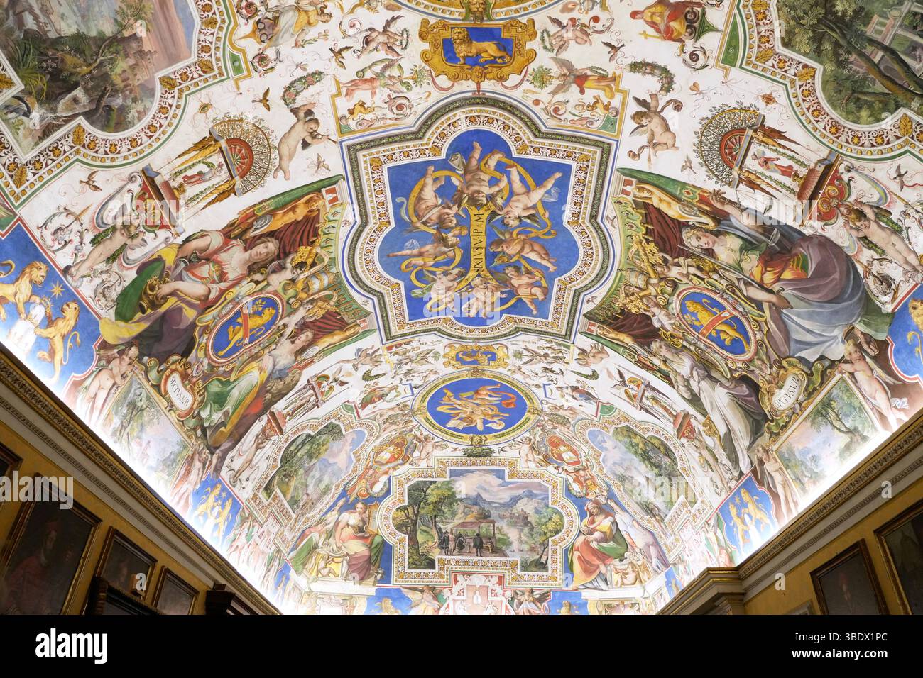 Frescos adorn the ceiling of the Vatican Apostolic Library which hosts ...