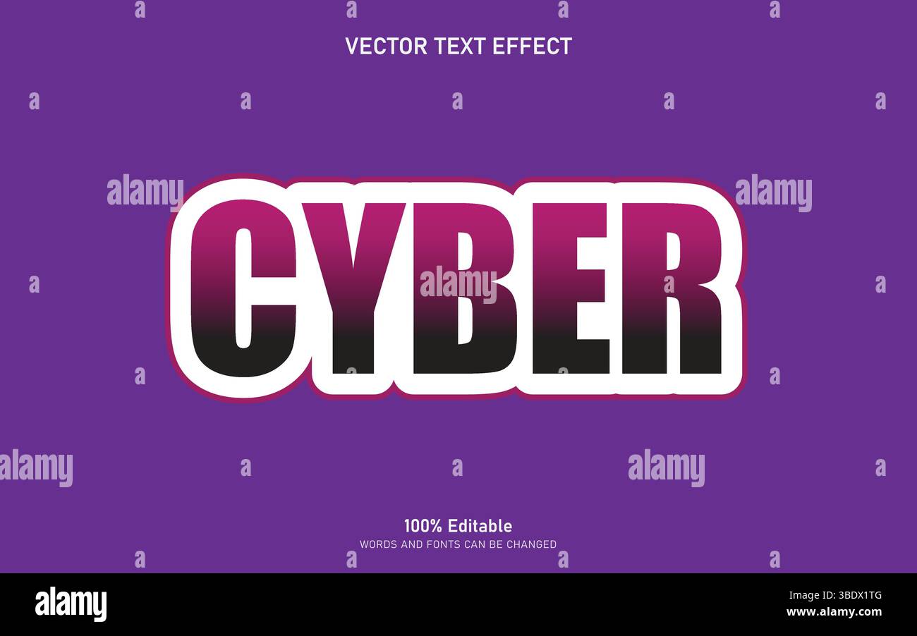 Cyber text effect font editable typography 3d text Stock Vector Image ...