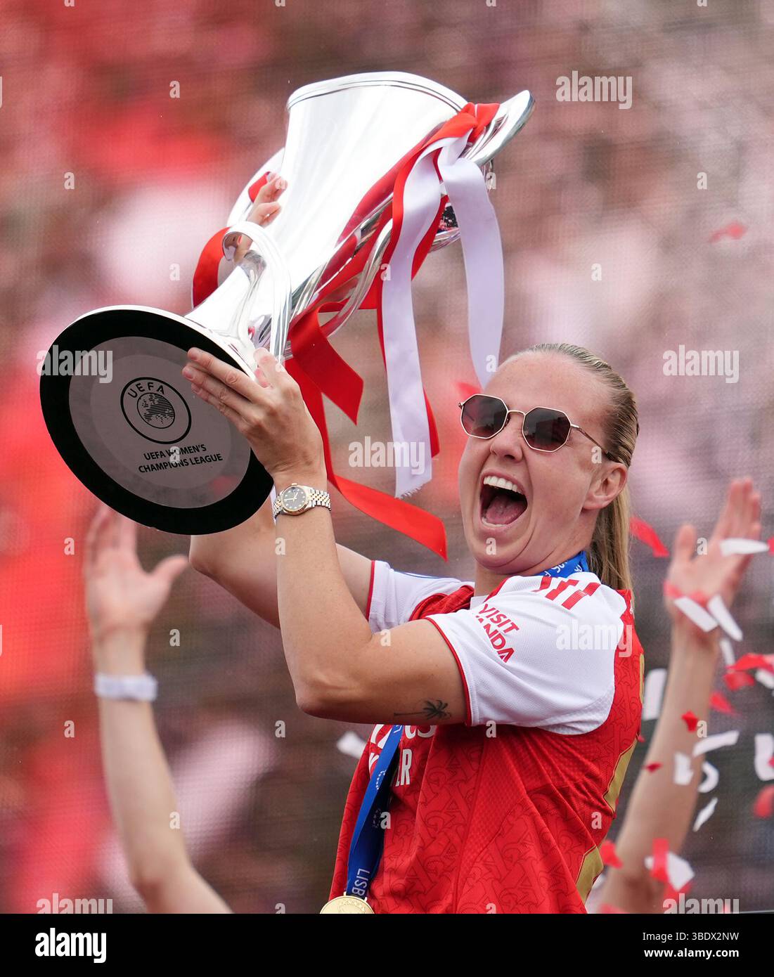 Arsenal's Beth Mead with the trophy during the UEFA Women's Champions ...