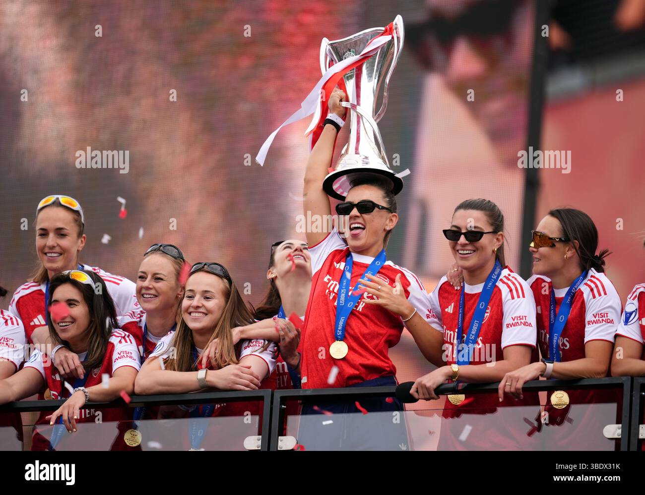 Arsenal's Katie McCabe with the trophy during the UEFA Women's ...