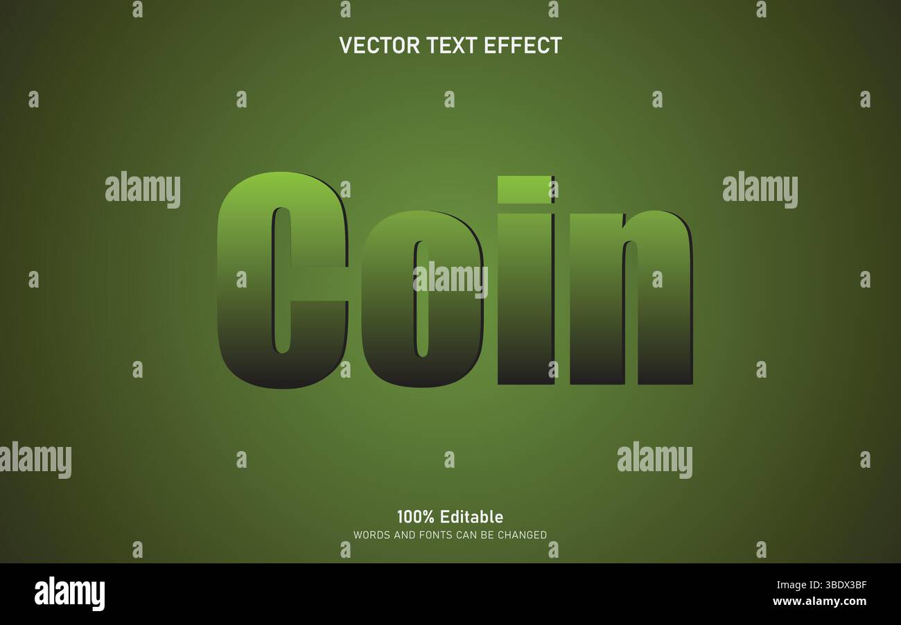 Editable text effect coin font style Stock Vector Image & Art - Alamy