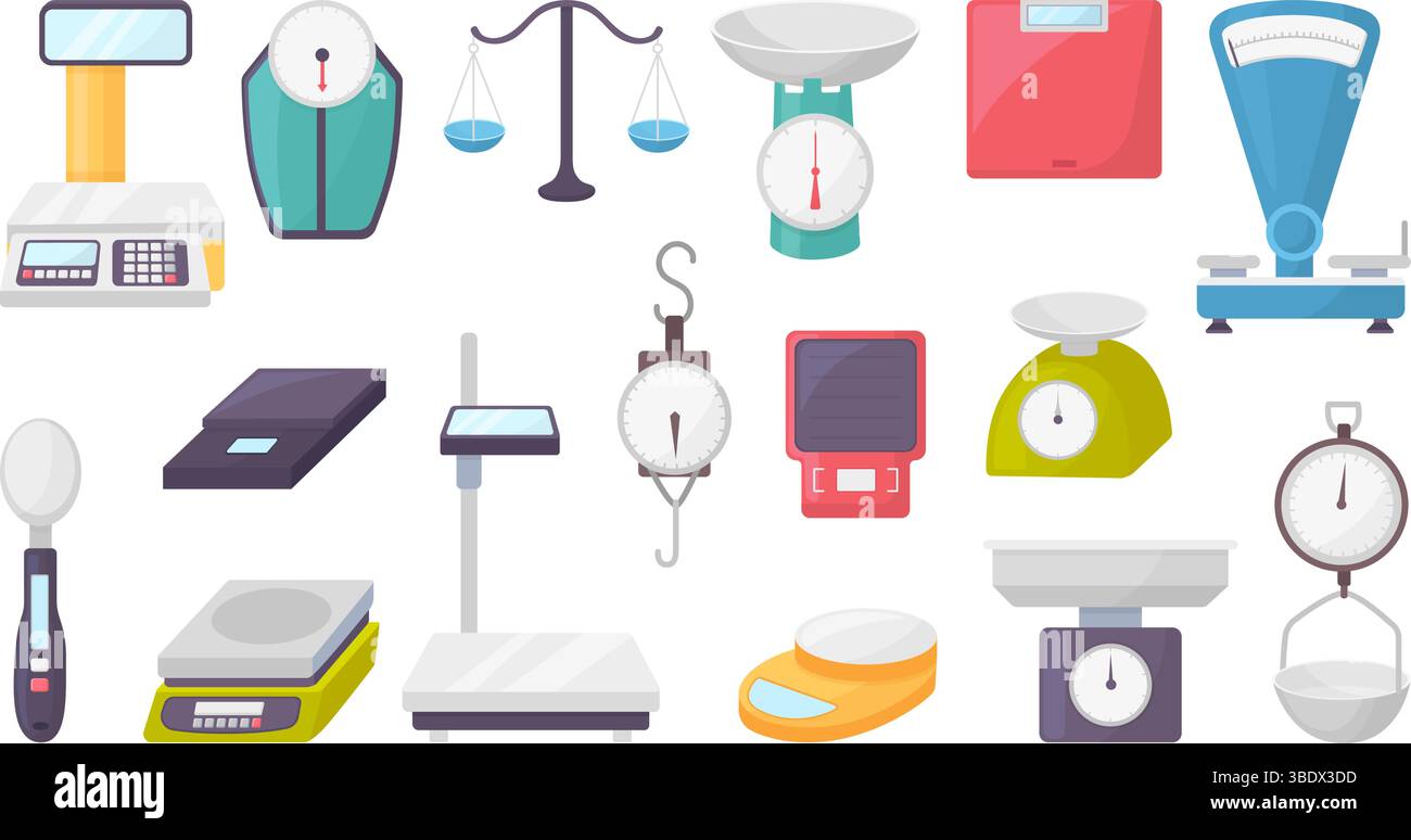 Cartoon scales. Isolated scale for bathroom, kitchen, retail ...