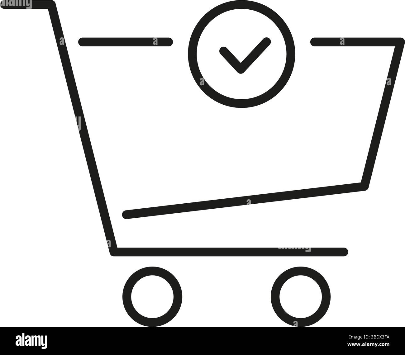 Shopping Cart With Checkmark Line Icon Online Purchase Confirmation And E Commerce Approval