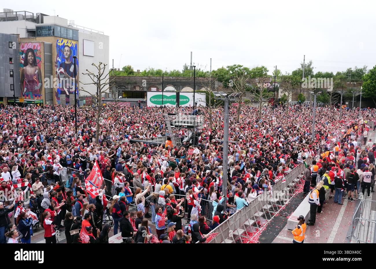 Arsenal fans during the UEFA Women's Champions League Winners parade in ...
