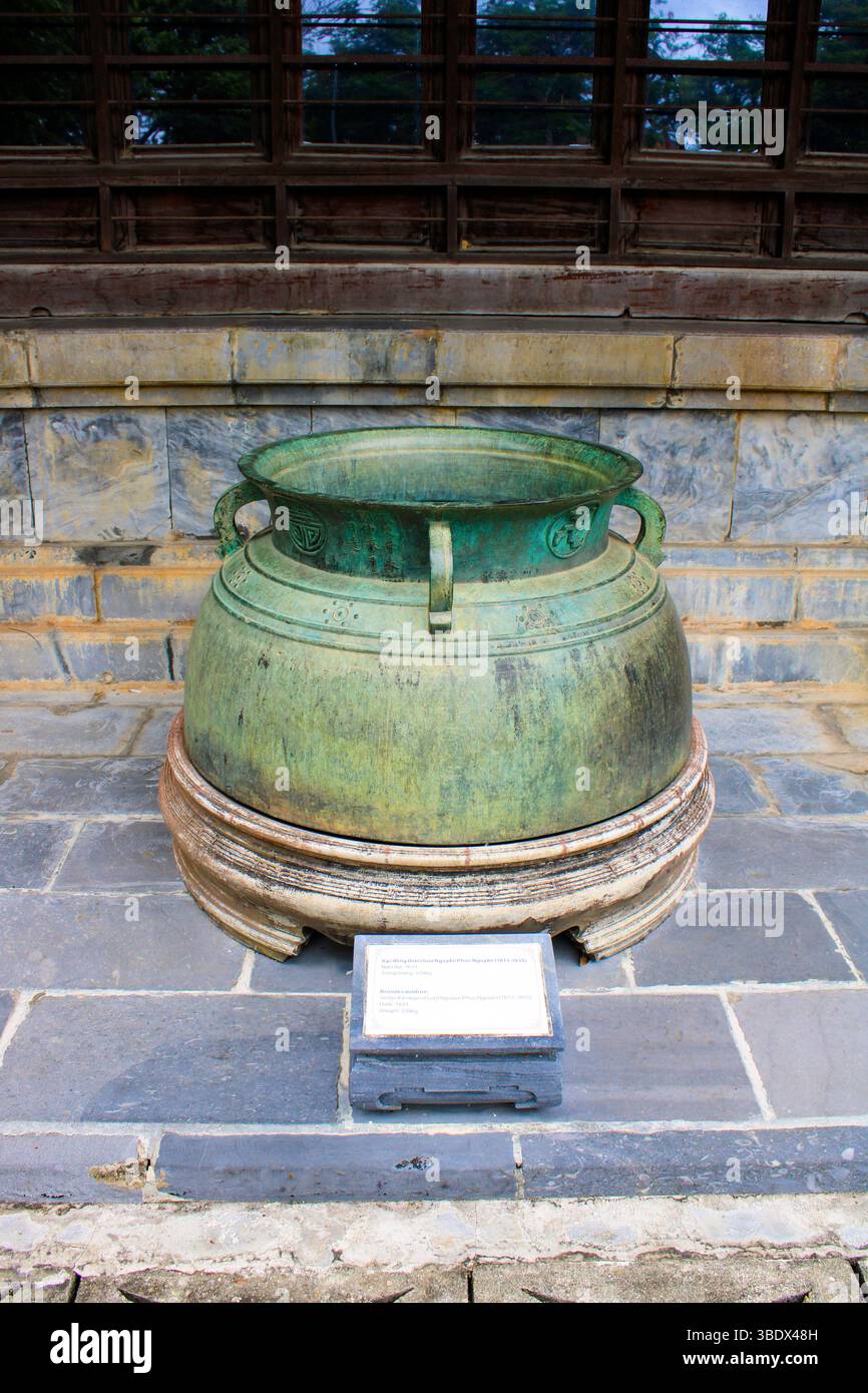 Vietnam, Hue. Hue Museum of Royal Antiquities. Bronze Cauldron.Under ...