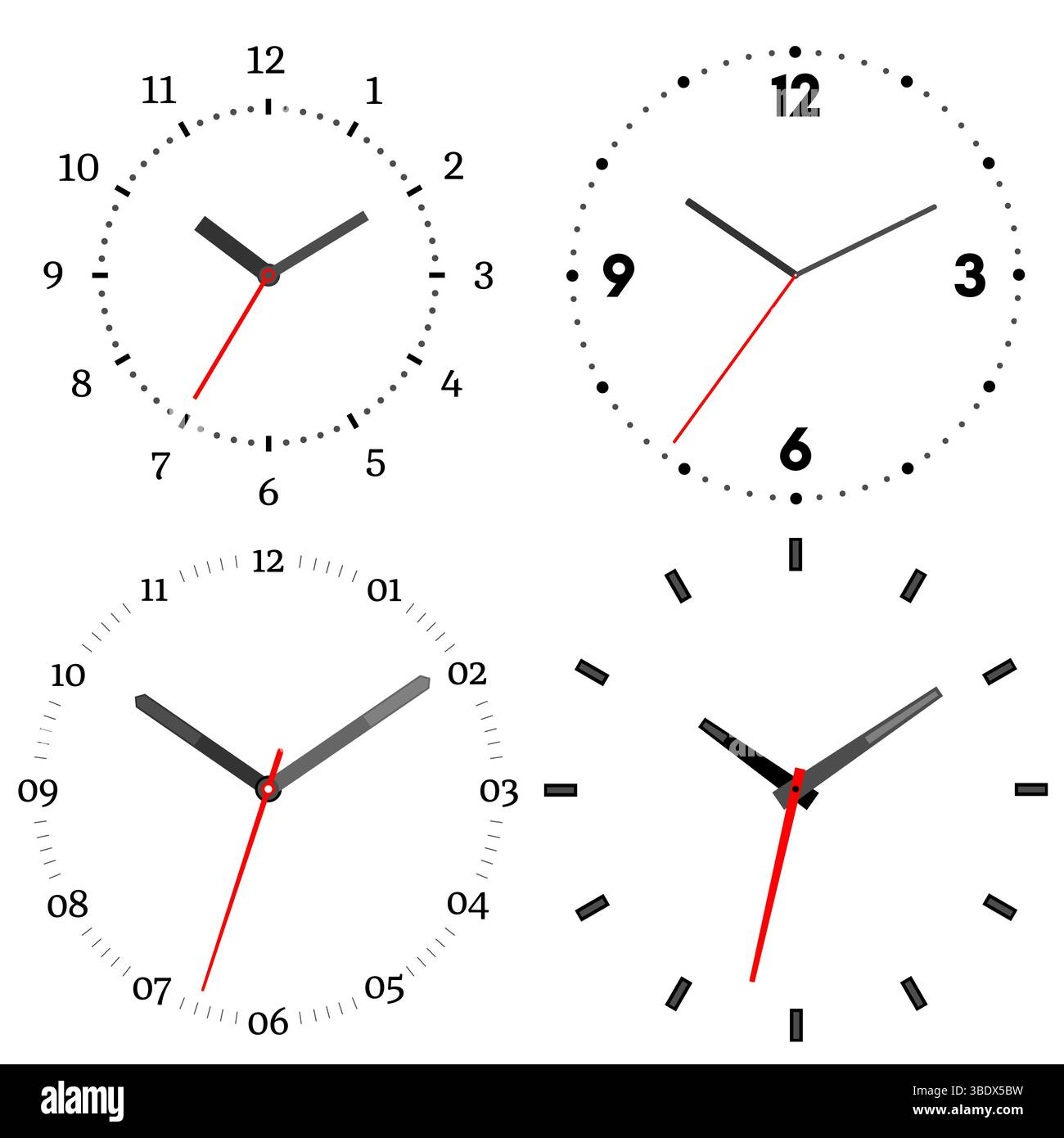 A set of four mechanical clocks. Clock face on white background Stock Vector Image & Art - Alamy