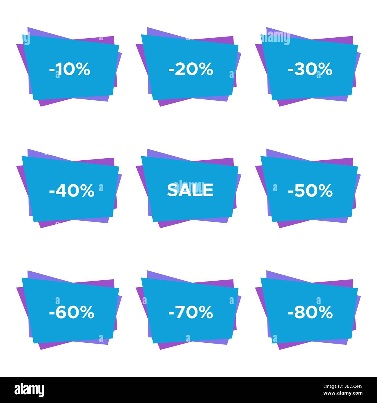 Set of nine sale stickers with different discount values. Sale label ...