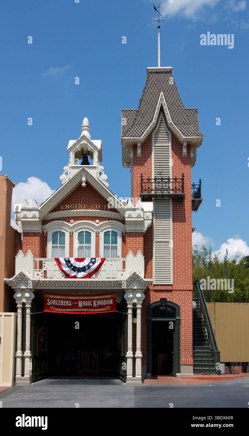 The Engine Company 71 fire station facade in Town Square, Magic Kingdom ...