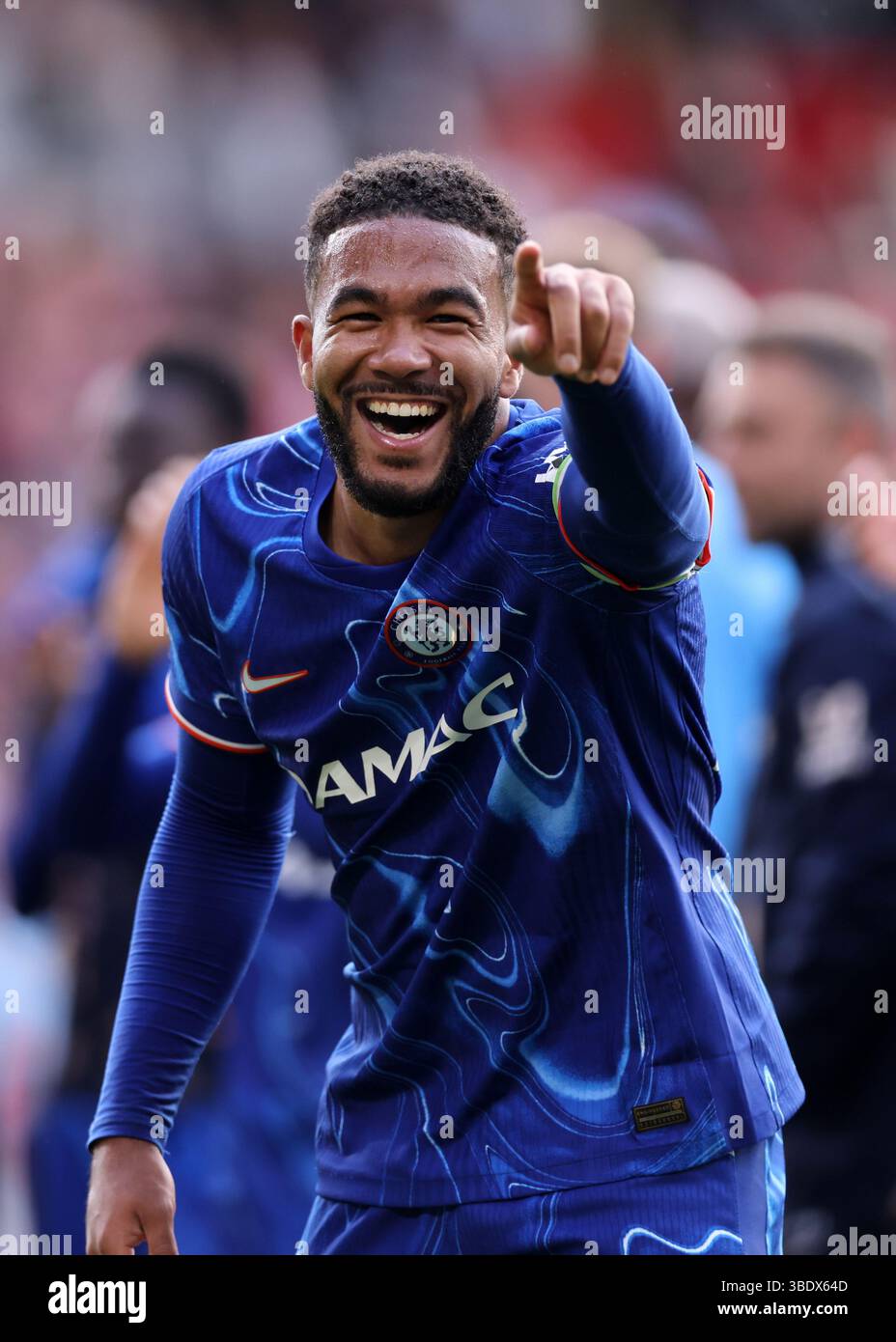 Nottingham, UK. 25th May, 2025. Reece James of Chelsea celebrates at ...