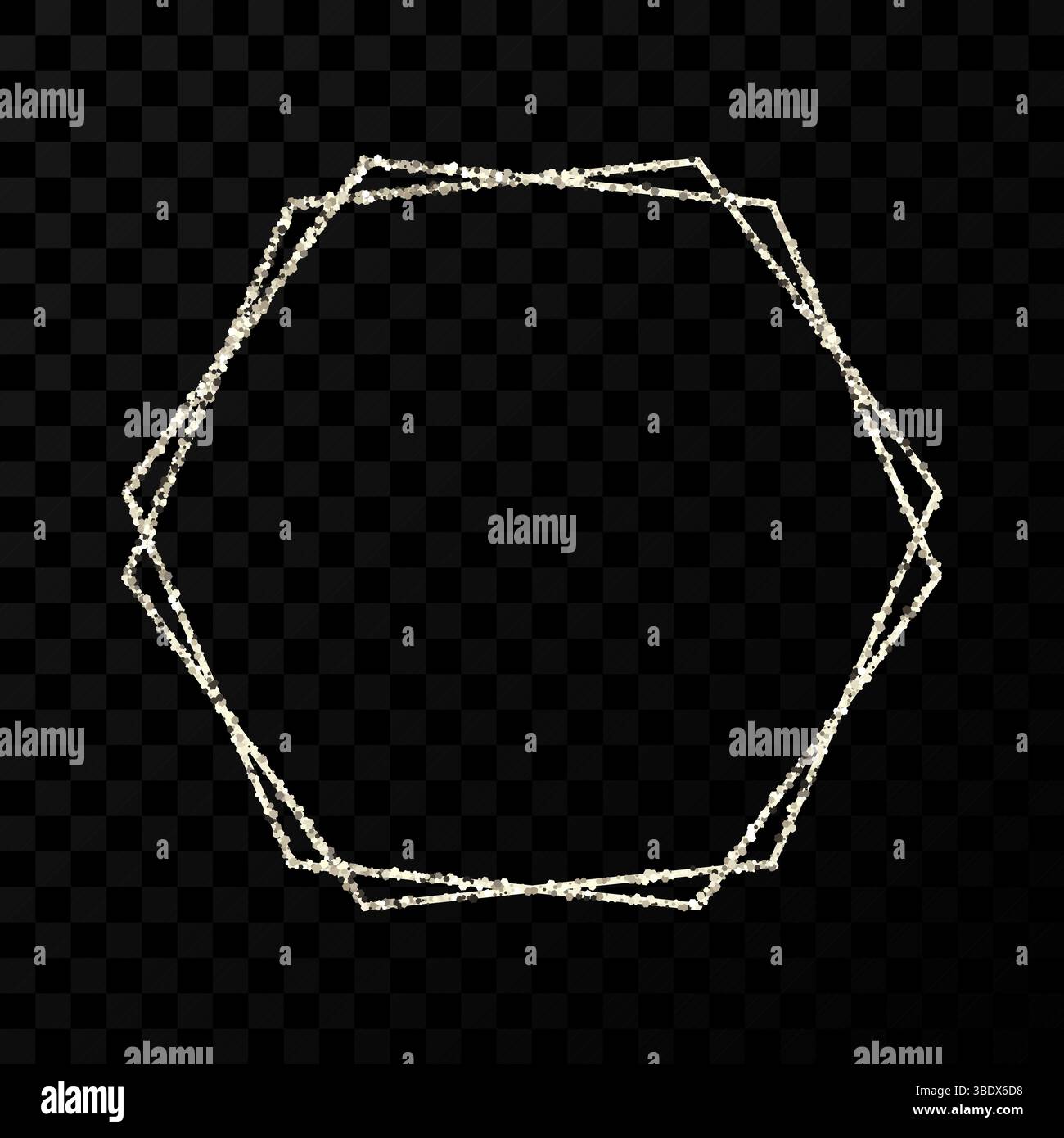 Silver double hexagon frame. Modern shiny frame with light effects ...