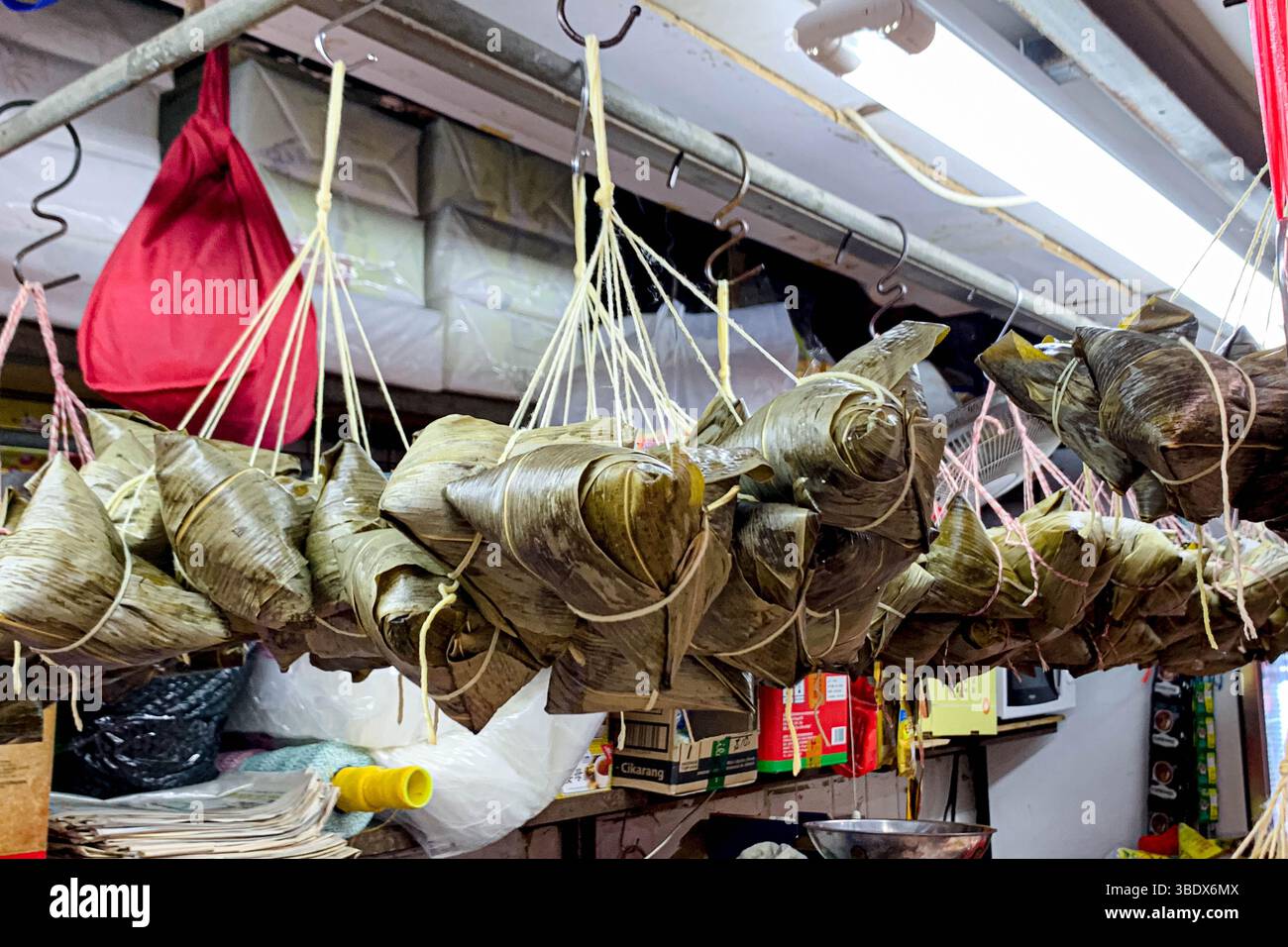 May 26, 2025, Hong Kong, China: The Chinese sticky rice tamale are hung ...