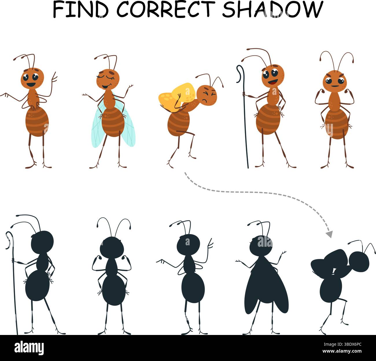 Find correct shadow, children play. Educational game for preschool or ...