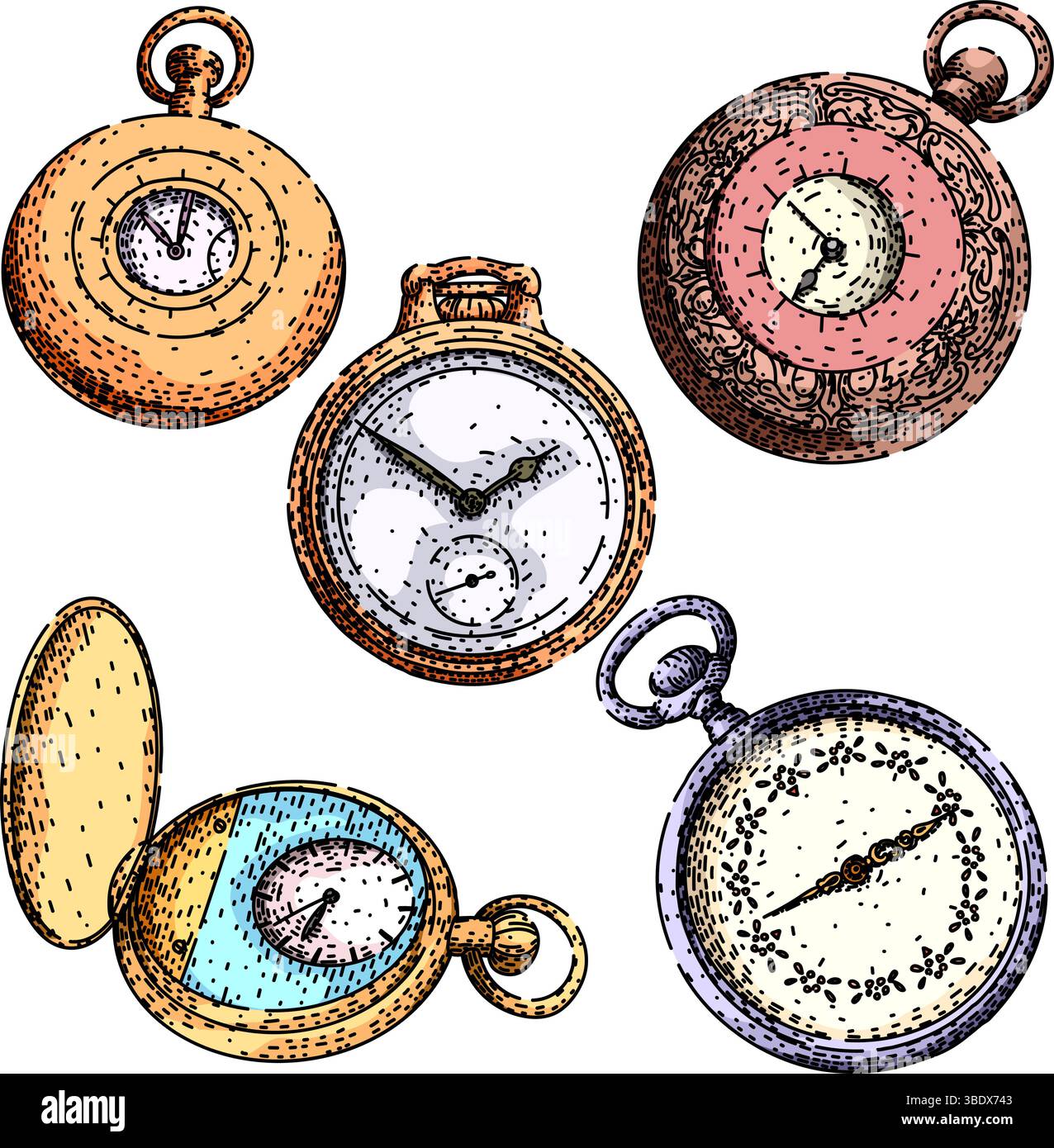 pocket watch set sketch hand drawn vector Stock Vector Image & Art - Alamy