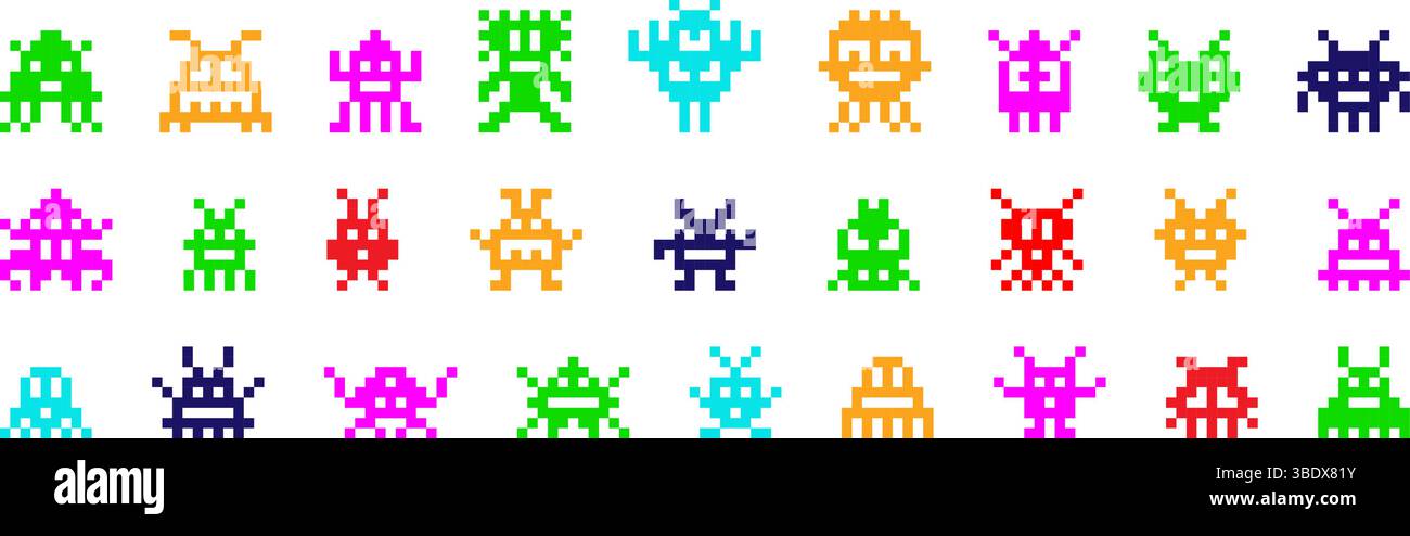 Set of computer characters pixel hi-res stock photography and images ...