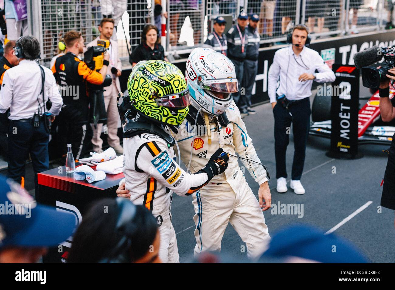 Monte-Carlo, Monaco. 25th May, 2025. #4 Lando Norris (GBR, McLaren F1 Team), #16 Charles Leclerc ...