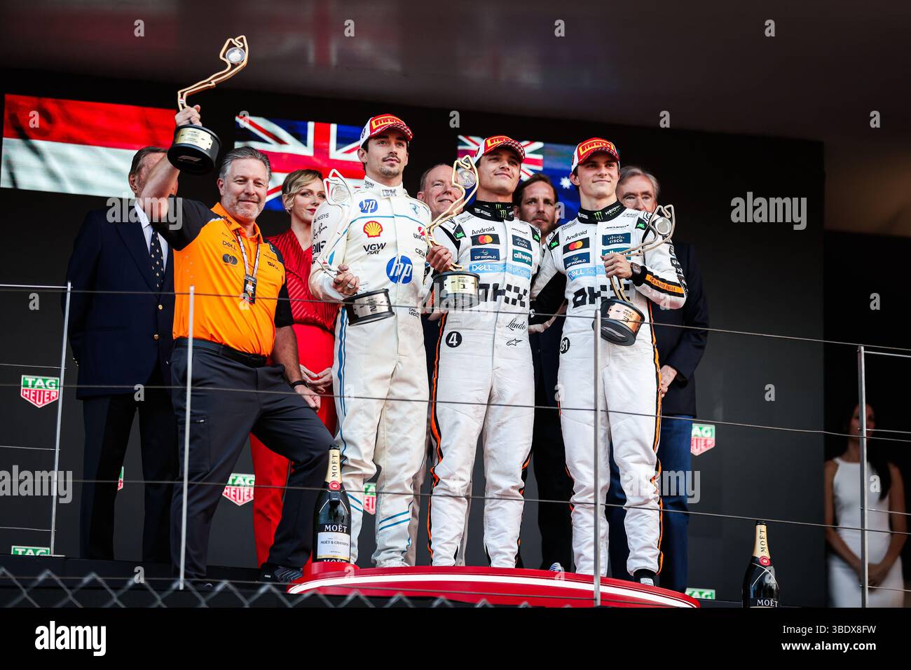 Monte-Carlo, Monaco. 25th May, 2025. Zak Brown (USA, McLaren F1 Team), #16 Charles Leclerc (MCO ...