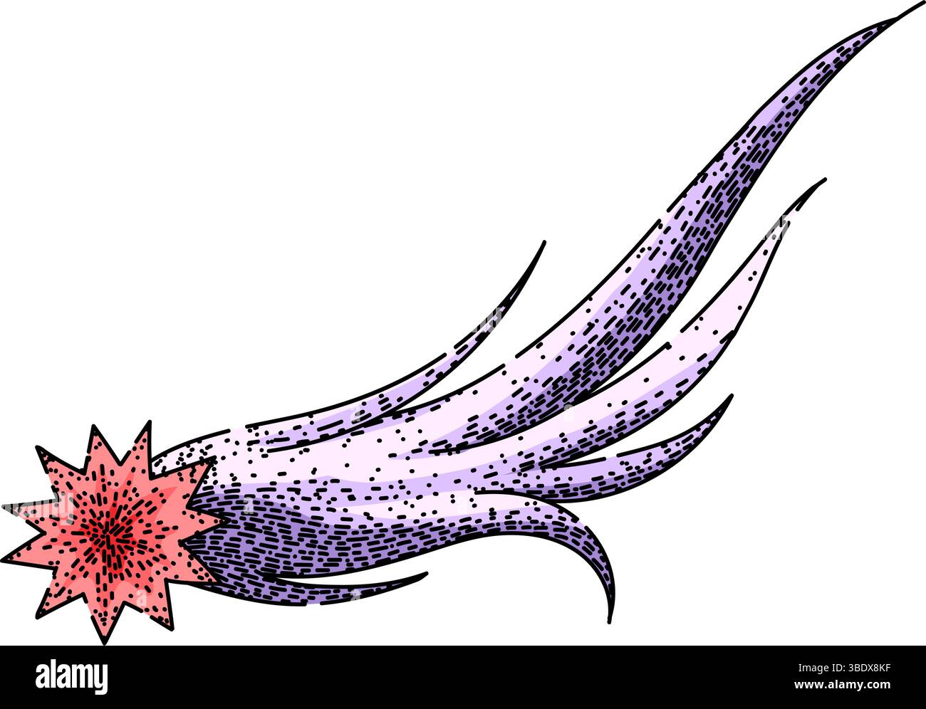 night shooting star sketch hand drawn vector Stock Vector Image & Art ...