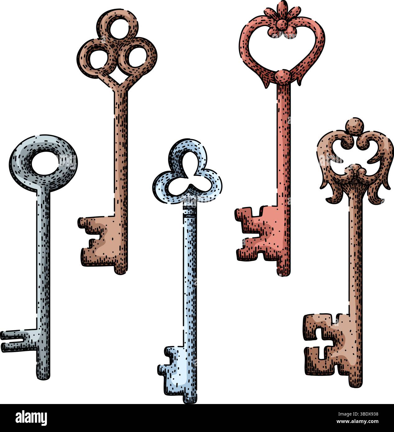 skeleton key set sketch hand drawn vector Stock Vector Image & Art - Alamy