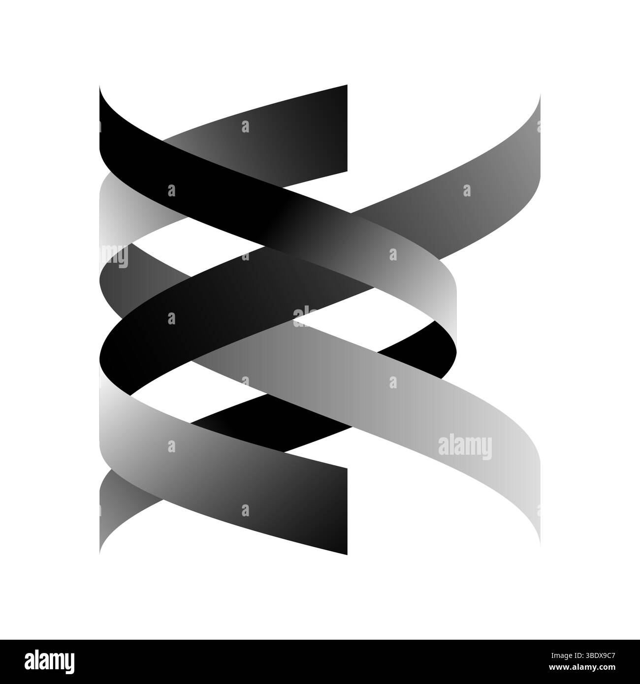 A black and white abstract ribbon logo ideal for tech, modern branding ...