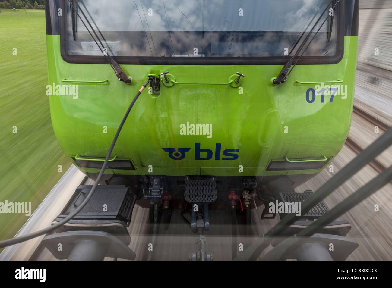 BLS class 465 electric locomotive seen from inside a carriage ...