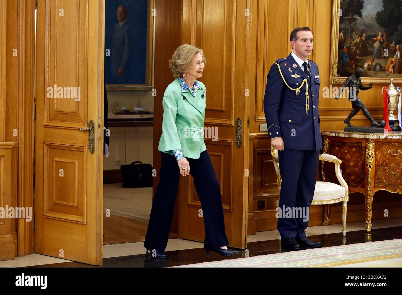 Queen Sofia during the audience with a representation of the Spanish ...