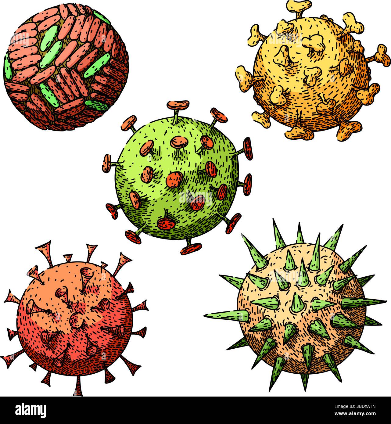 virus set sketch hand drawn vector Stock Vector Image & Art - Alamy