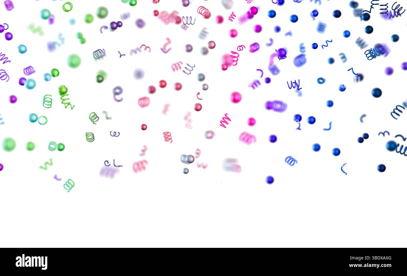 Rainbow-colored confetti falls gracefully from above, creating a lively ...