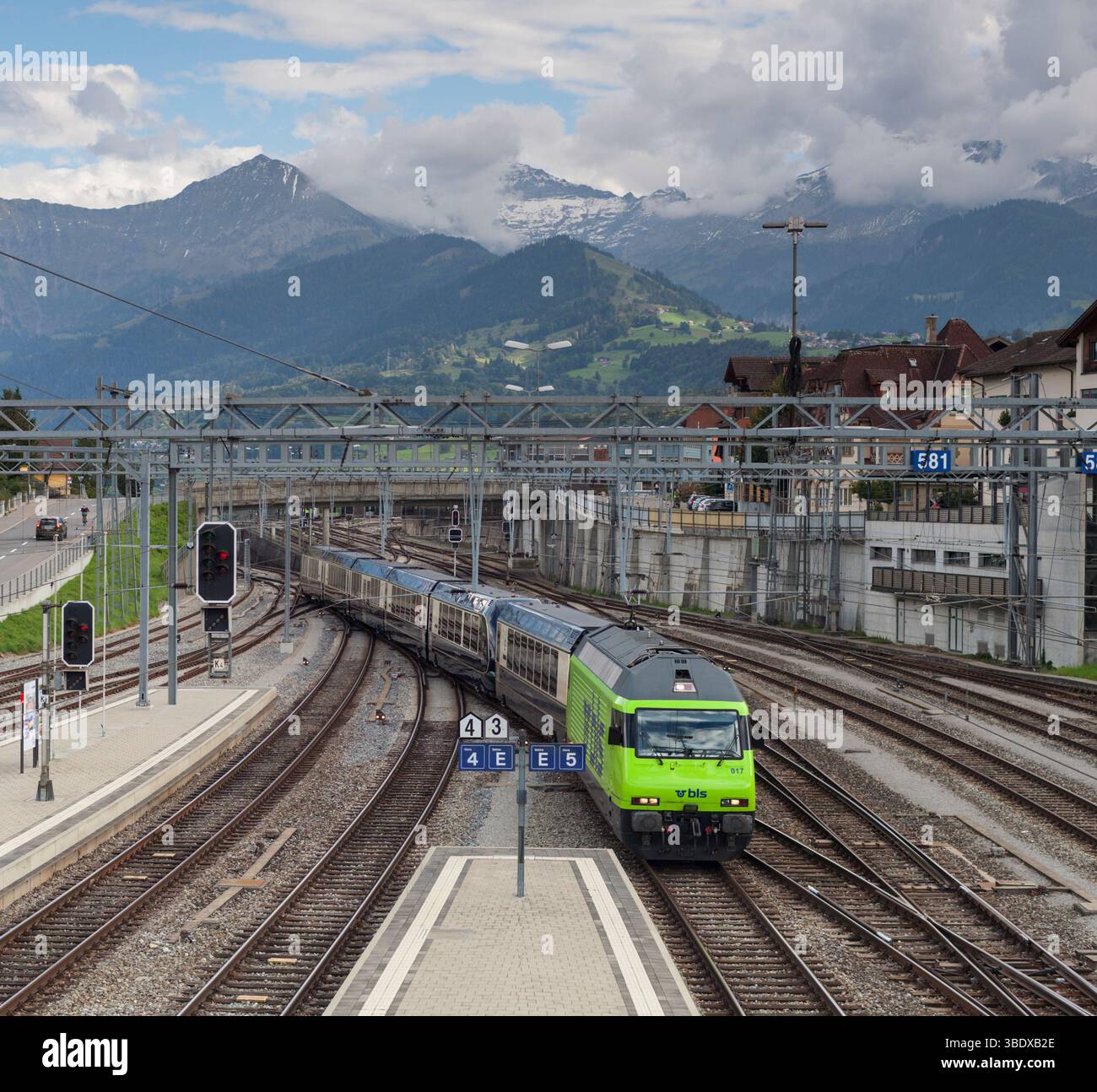 BLS class 465 electric locomotive hauling the golden pass express train ...