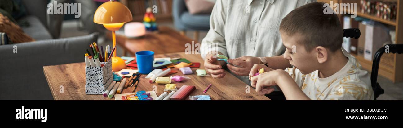 Mother and Son Creating Handcrafted Clay Models Together Stock Photo ...