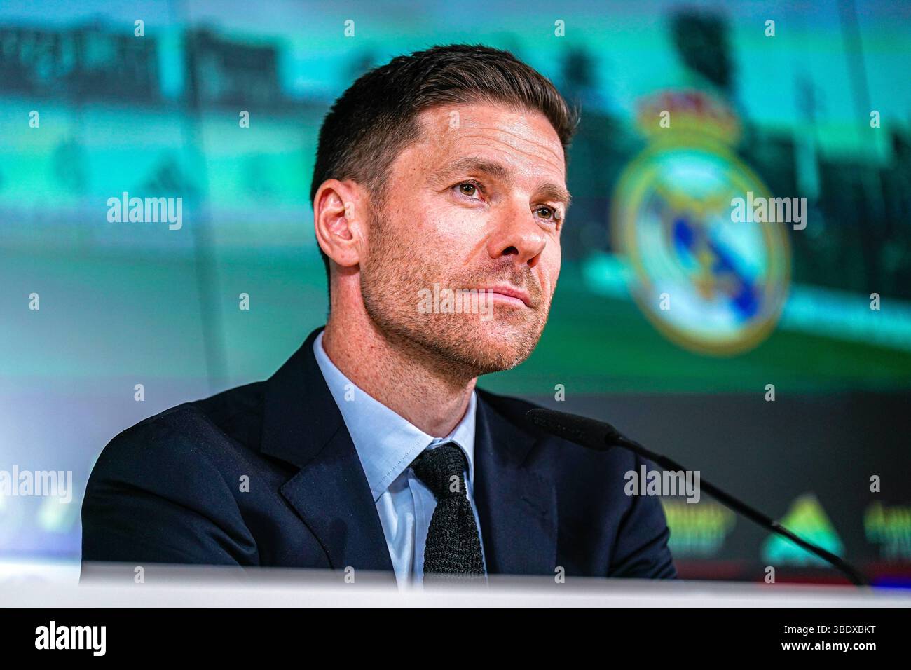Madrid, Spain. 26th May, 2025. Former footballer Xabi Alonso speaks to ...