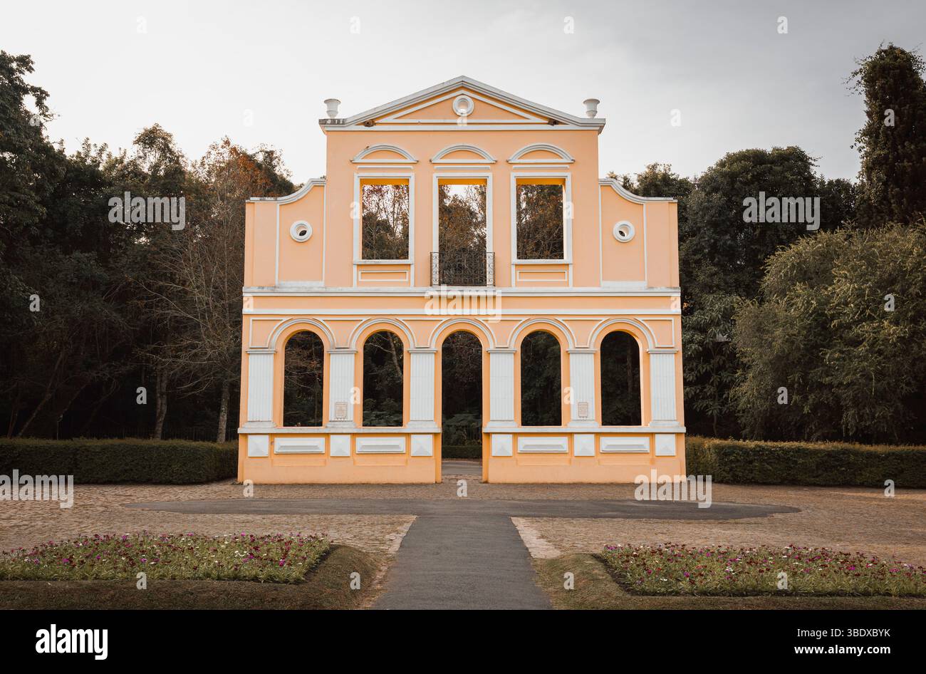 Neoclassical architectural facade structure with symmetrical columns ...