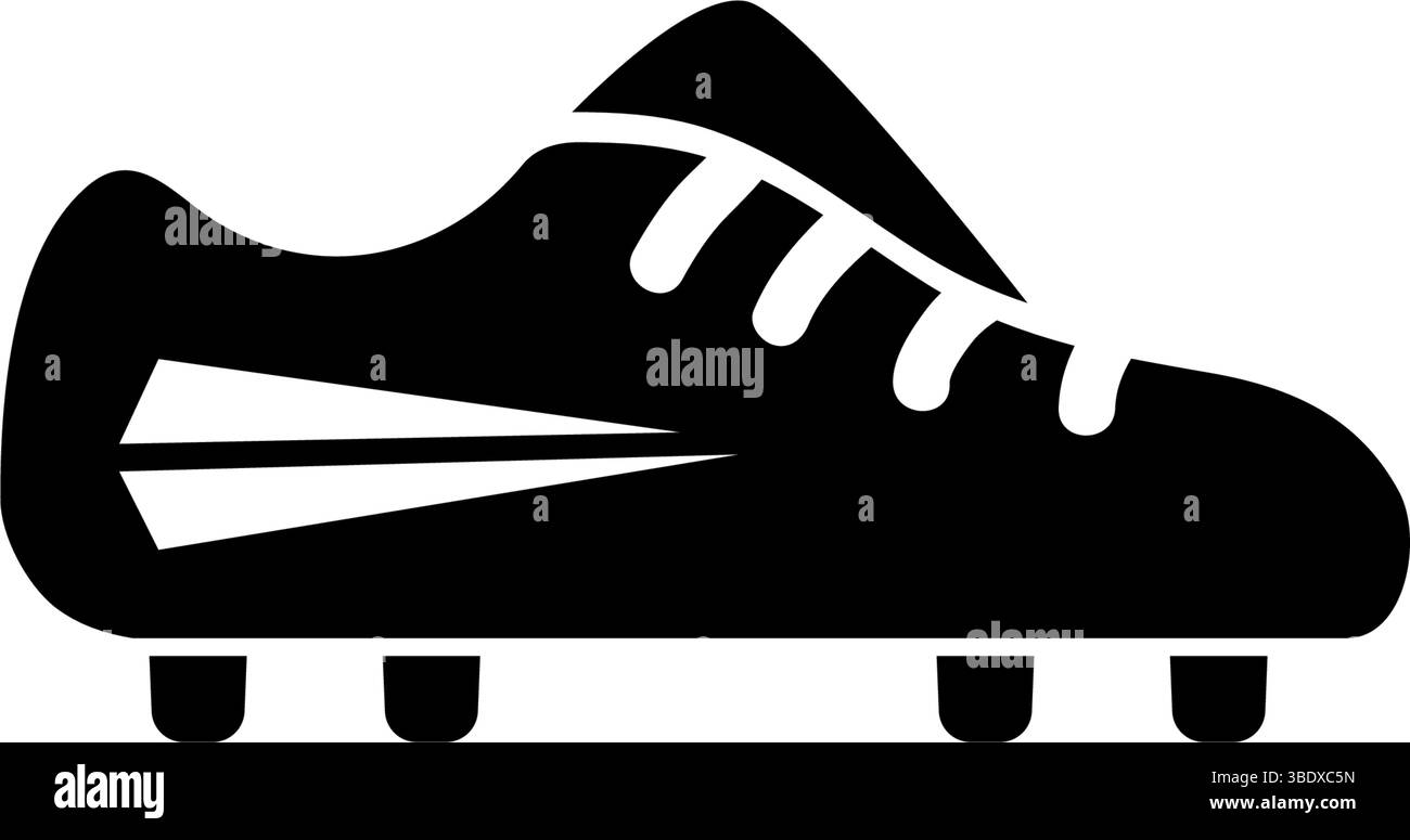Black silhouette of a soccer cleat with studs for sports equipment ...