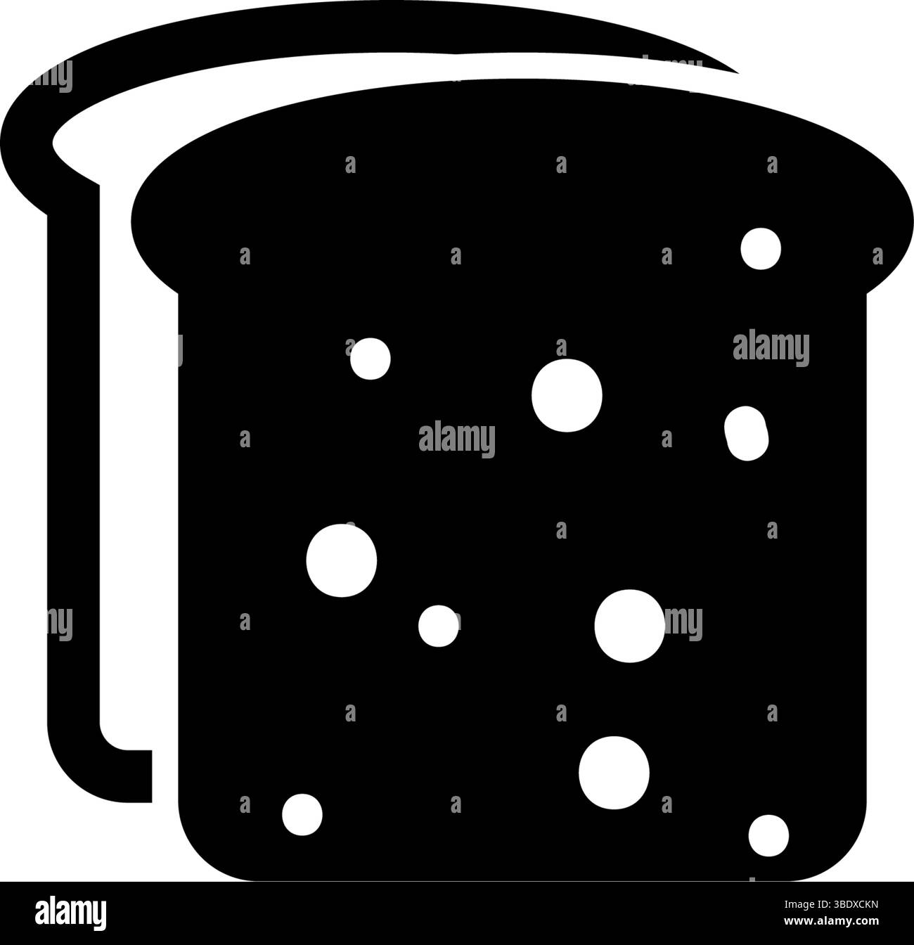 Simple black vector icon of a sliced bread loaf, representing bakery products and sandwiches ...