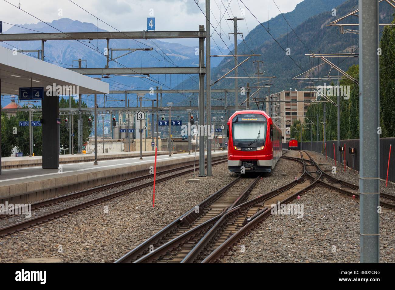 Matterhorn Gotthard Bahn ABDeh 8/12 meter gauge electric train at Visp ...