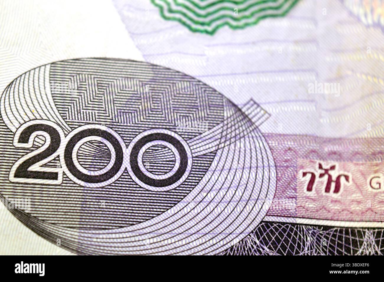 closeup of the obverse side of 200 ETB two hundred Ethiopian Birr ...