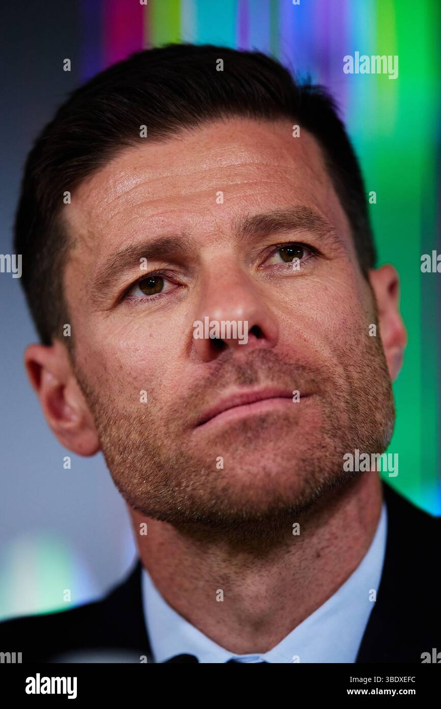 MADRID, SPAIN - MAY 26: New Real Madrid Head Coach Xabi Alonso faces ...