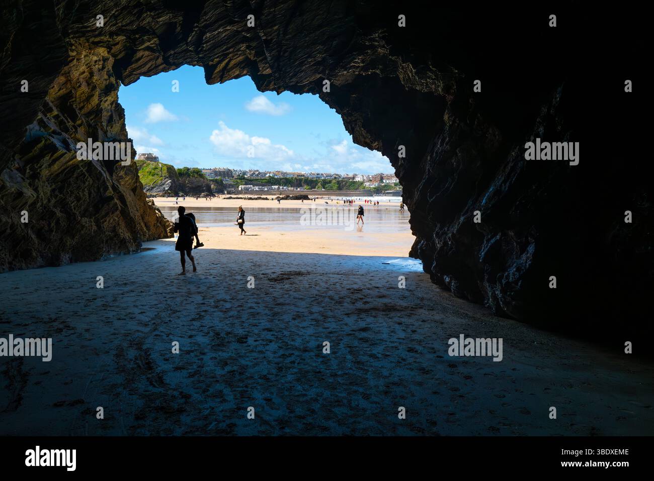 A view from inside a deep cave of a sunny Gt Great Western Beach in ...