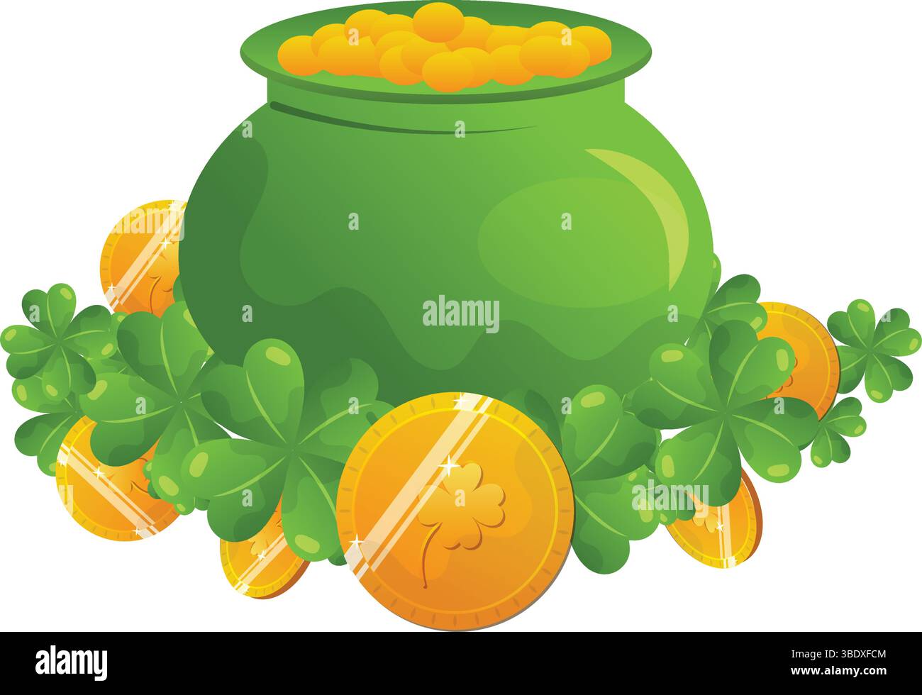 saint patrick wearing green robe holding shamrock with celtic ...