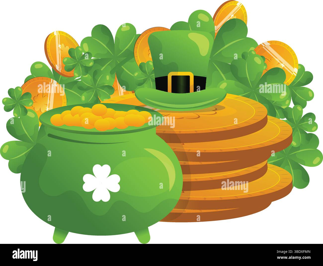 saint patrick wearing green robe holding shamrock with celtic ...