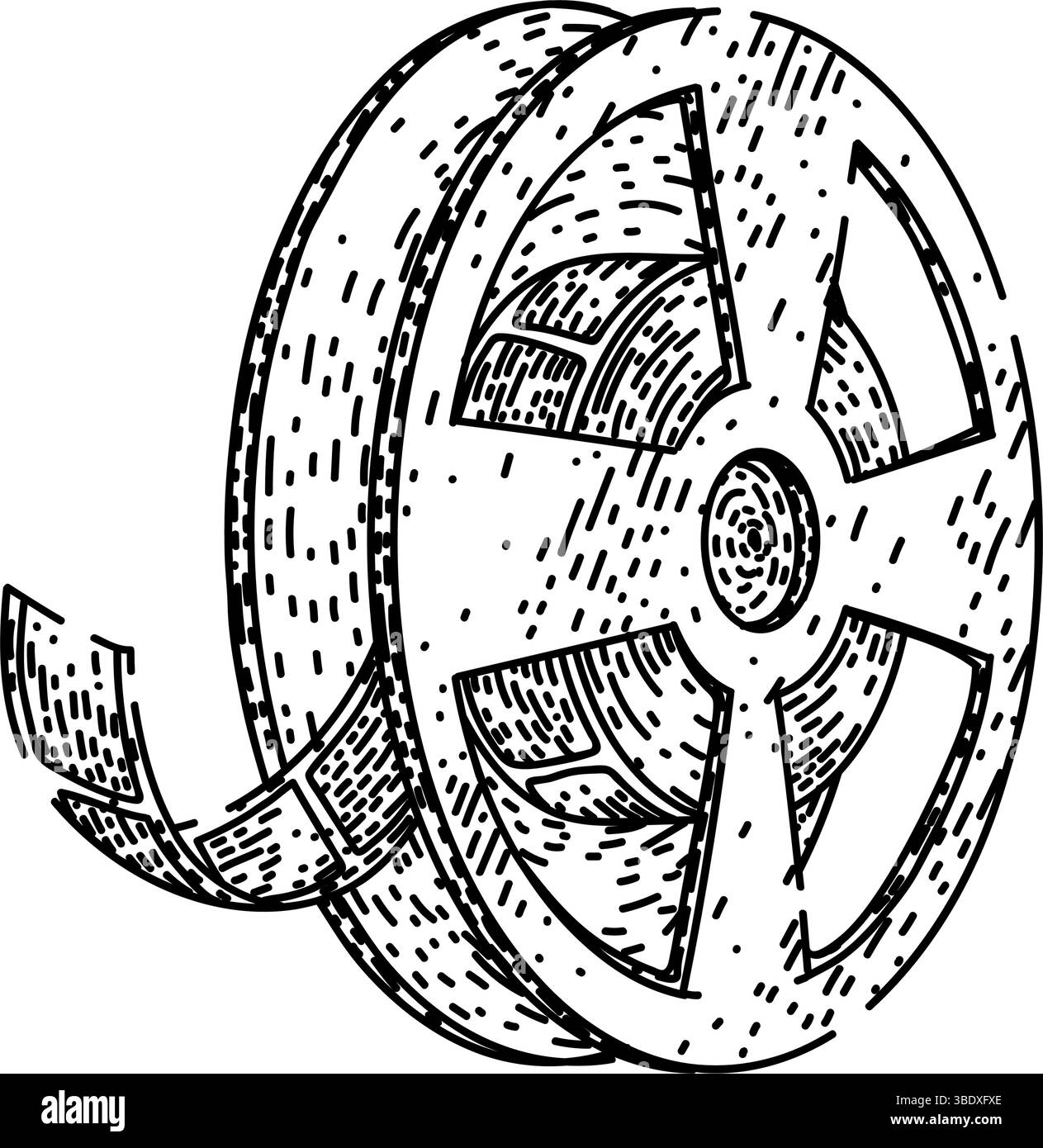 vintage film projector reel sketch hand drawn vector Stock Vector Image ...